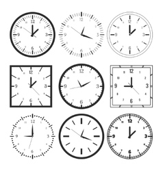 Classic black and white round wall clock isolated Vector Image
