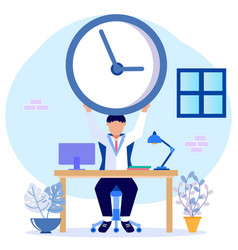 Graphic cartoon character time management Vector Image