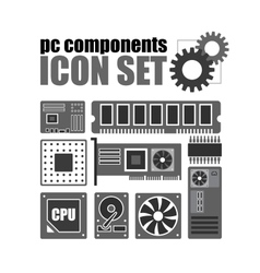 Computer hardware icons pc components Royalty Free Vector