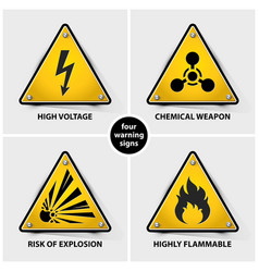 Set triangle yellow warning sign hazard dander Vector Image