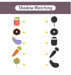 Shadow matching game for kids worksheets Vector Image