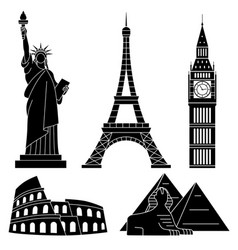 World landmarks eiffel tower statue of liberty Vector Image