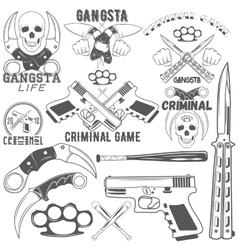Collection gang and criminal badges Royalty Free Vector