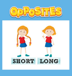 Opposite adjectives short and long Royalty Free Vector Image