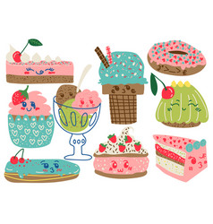 Sweets group cartoon Royalty Free Vector Image