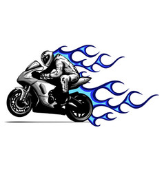 Motorcycle with fire and flames Royalty Free Vector Image