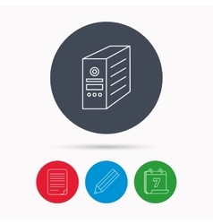 Computer server icon pc case or tower sign Vector Image