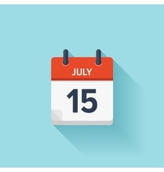 July 15 flat daily calendar icon Date Royalty Free Vector