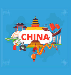 Learning chinese and tourism in china Royalty Free Vector