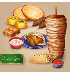 Arabic food icons set Royalty Free Vector Image