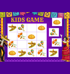 Dia de los muertos find differences maze game Vector Image