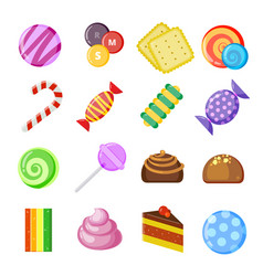 Sweets circle shape candies lollipop jelly and Vector Image