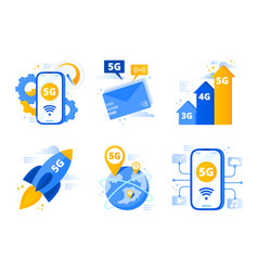 5g signal icon bars network mobile wireless Vector Image