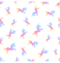 Unicorn rainbow in geometry origami polygonal Vector Image