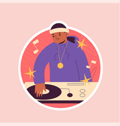 Colorful hip hop sticker flat design Royalty Free Vector