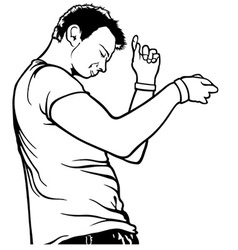 Simple black and white boy dancing Royalty Free Vector Image