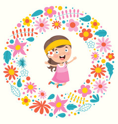 Colorful flowers and kids Royalty Free Vector Image