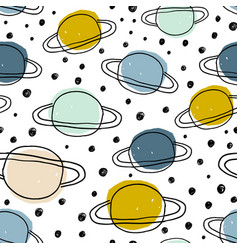 Childish seamless pattern with hand drawn space Vector Image