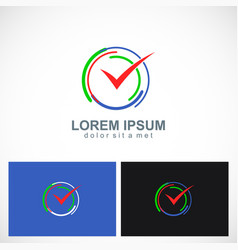 Round check mark technology logo Royalty Free Vector Image