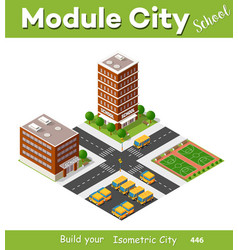 Flat 3d isometric school and city map constructor Vector Image