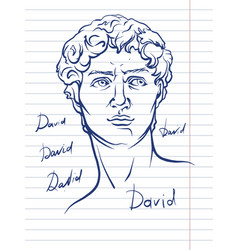 Line art head david michelangelo 1 Royalty Free Vector Image
