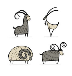 Goats and rams seamless pattern for your design Vector Image