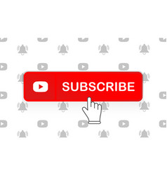 Red subscribe button with mouse pointer Royalty Free Vector