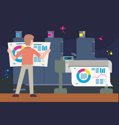 Waving printer character cartoon style Royalty Free Vector