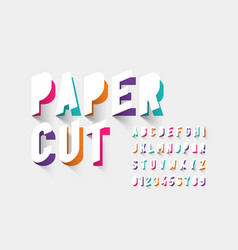 Paper cut out effect font design alphabet letters Vector Image