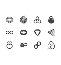 Math symbols flat line icons set mathematical Vector Image