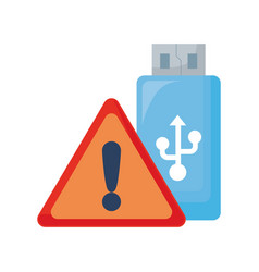 Usb warning gear on white background Royalty Free Vector