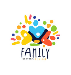 Colorful happy family logo design template Vector Image