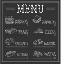 Chalkboard restaurant menu template Royalty Free Vector