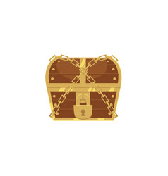 Closed locked chained wooden treasure chest Vector Image