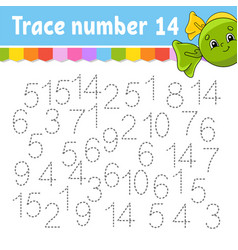 Trace and write number 15 handwriting practice Vector Image