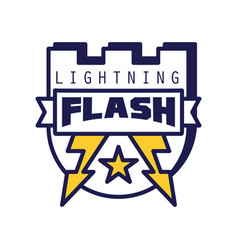 Flash lightning logo template badge Royalty Free Vector
