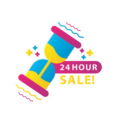 One hour sale countdown lettering with hourglass Vector Image