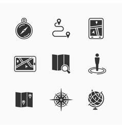 Map with places icons Royalty Free Vector Image