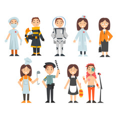 Kids different professions set teacher doctor Vector Image