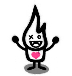 Graffiti flame character sprayed in black Vector Image