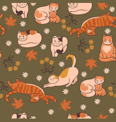 Seamless pattern with cartoon cats Royalty Free Vector Image