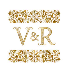 R and v vintage initials logo symbol letters Vector Image