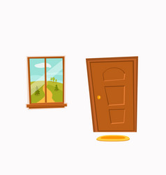 Close door and window cartoon colorful Royalty Free Vector