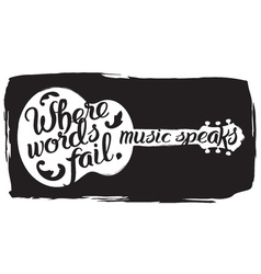 Hand drawn with acoustic guitar and lettering Vector Image
