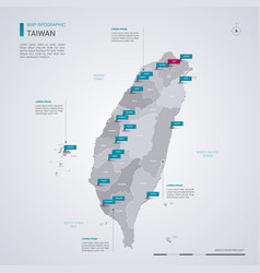 Taiwan map with red pin Royalty Free Vector Image