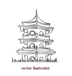 Sketch chinese pagoda Royalty Free Vector Image