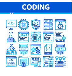 Coding system isometric icons set Royalty Free Vector Image