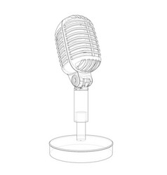 Outline vintage microphone Royalty Free Vector Image