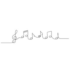 One continuous line drawing of treble clef Vector Image