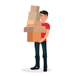 Cartoon man who opened carton or cardboard Vector Image